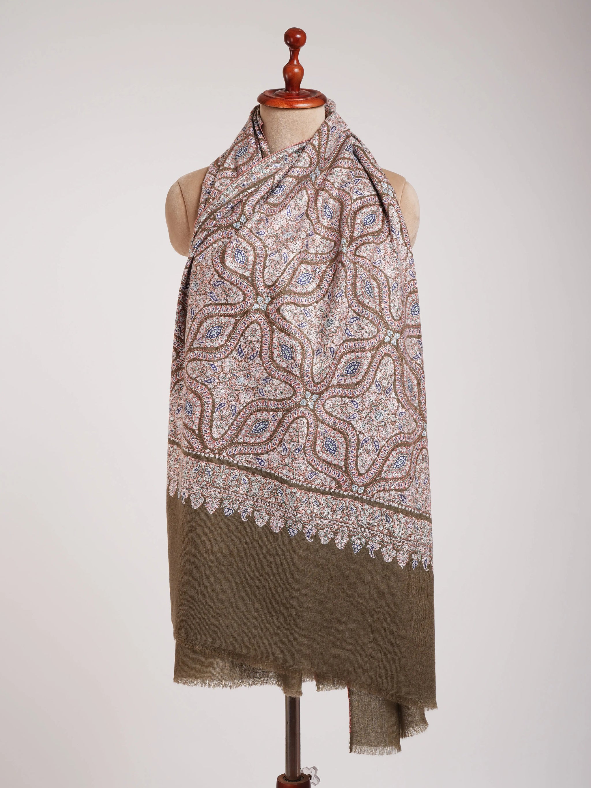 Toosh Color Fine Sozni Kashmiri Jamavar Shawl | Shahkaar